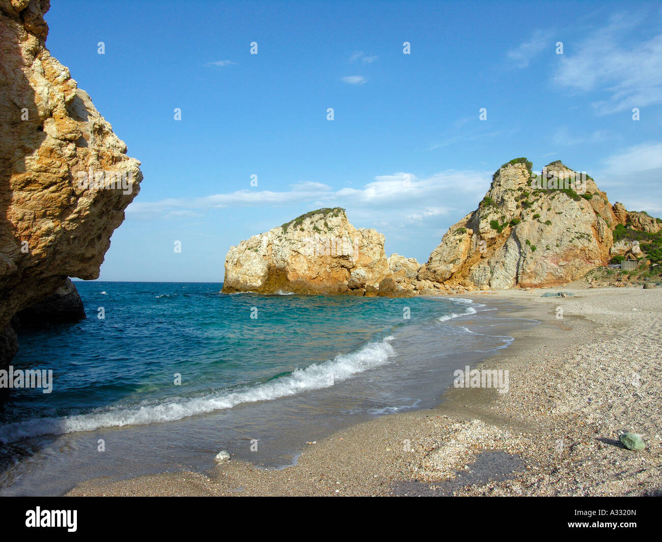 rocky bay with beach on the peninsula Pilion Thessaly Greece Stock ...