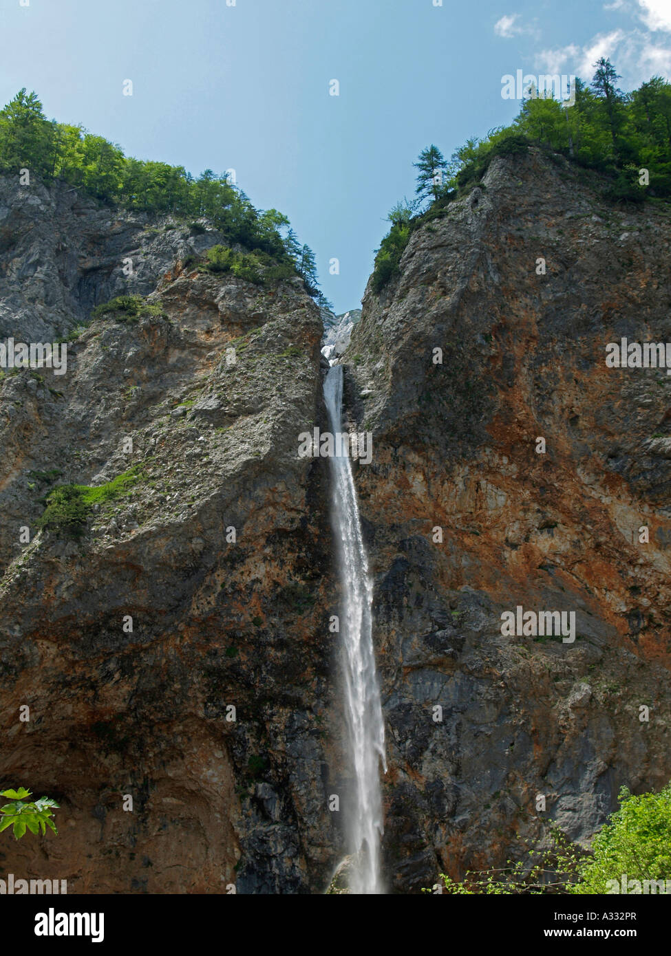 Rinka waterfalls in the valley Logarska dolina in the source of the ...