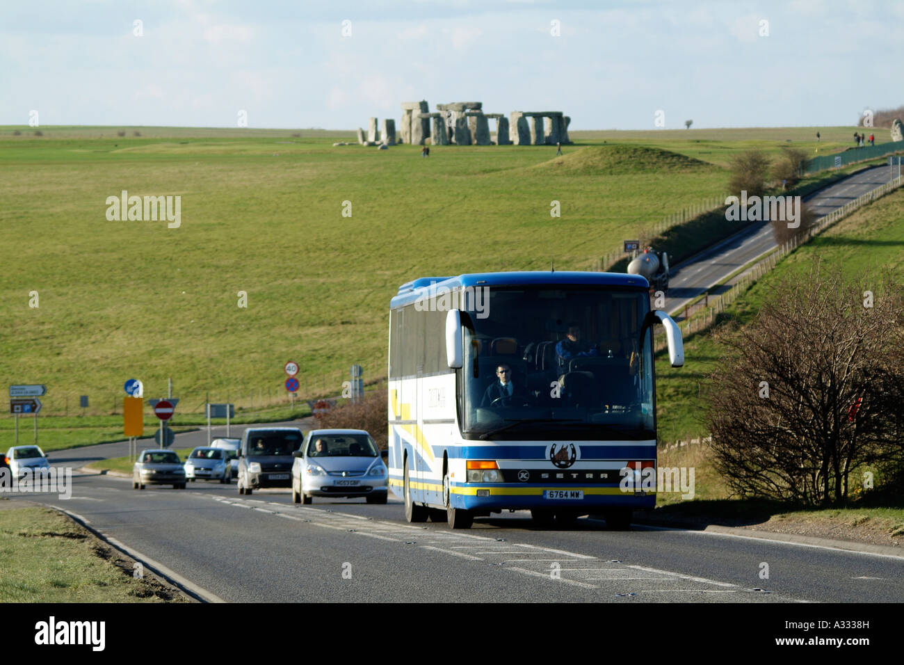 Stonehenge Bypass proposal A303 trunk road traffic Wiltshire England UK ...