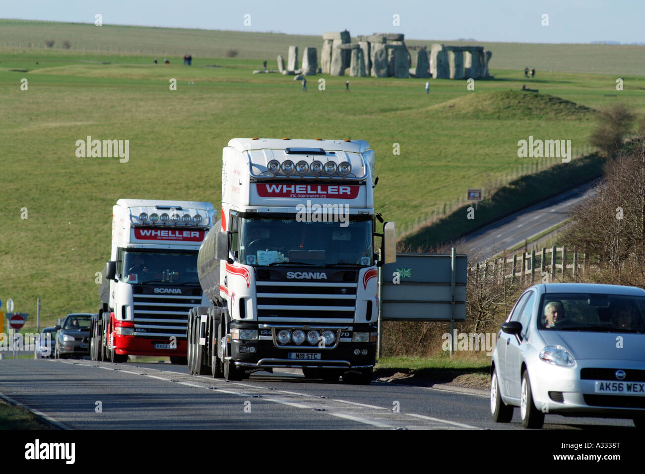 Stonehenge Bypass proposal A303 trunk road traffic Wiltshire England UK ...