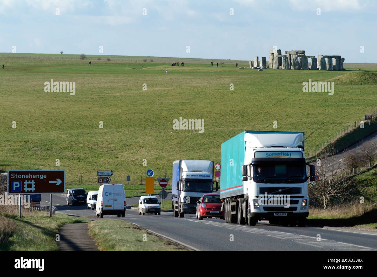 Stonehenge Bypass proposal A303 trunk road traffic Wiltshire England UK ...