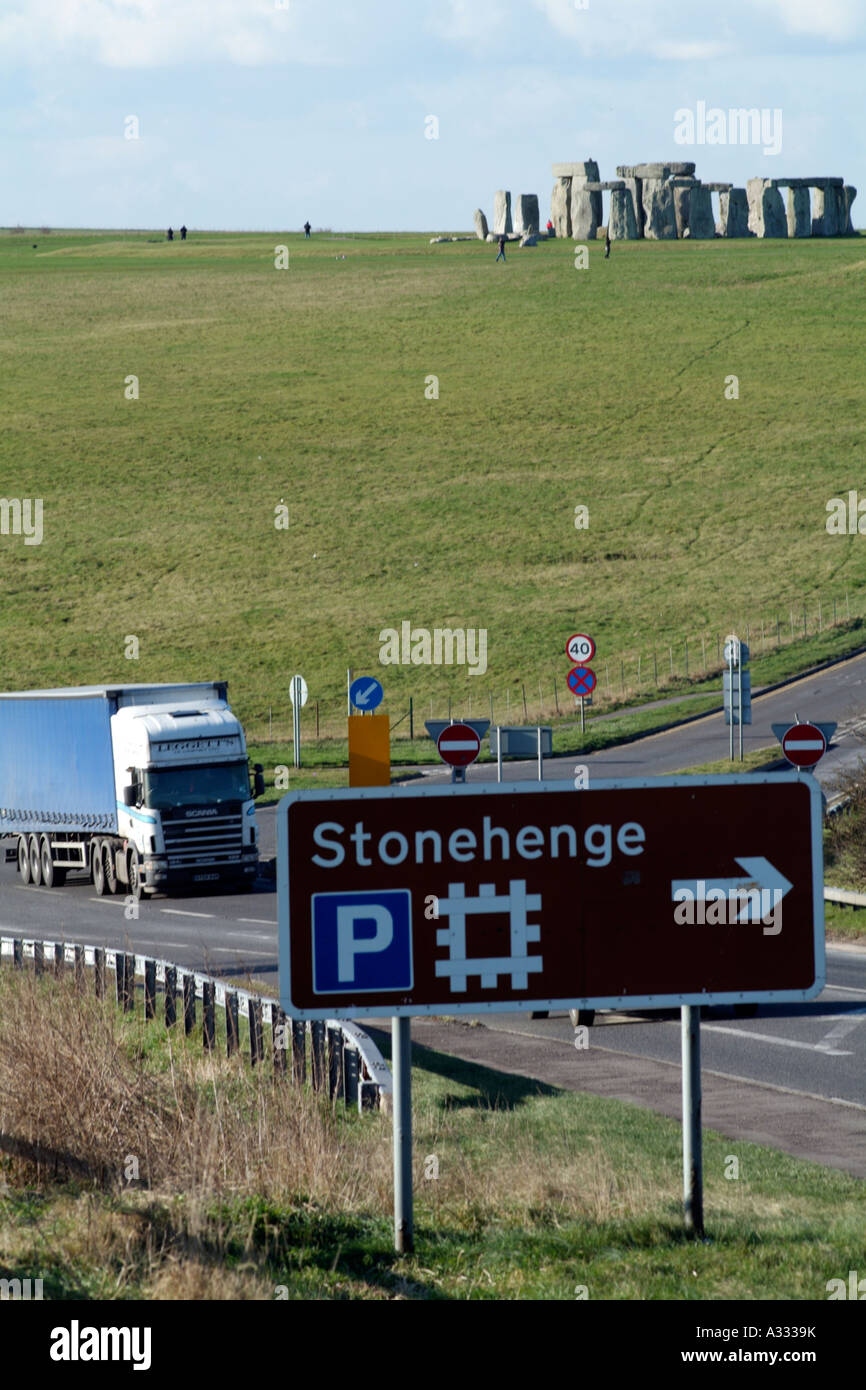 Stonehenge Bypass proposal A303 trunk road traffic Wiltshire England UK ...