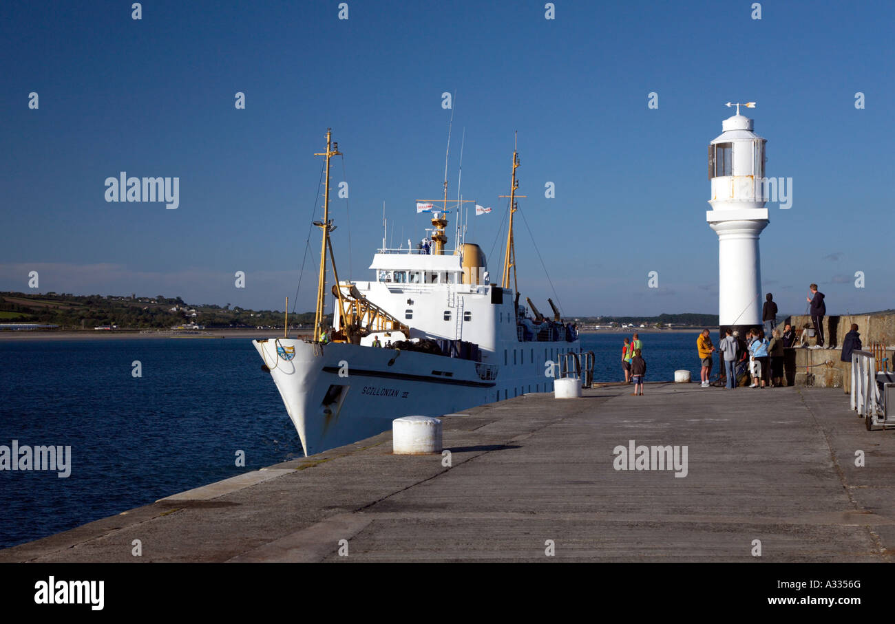 The Scillonian ferry coming alongside the quay in Penzance Cornwall UK ...
