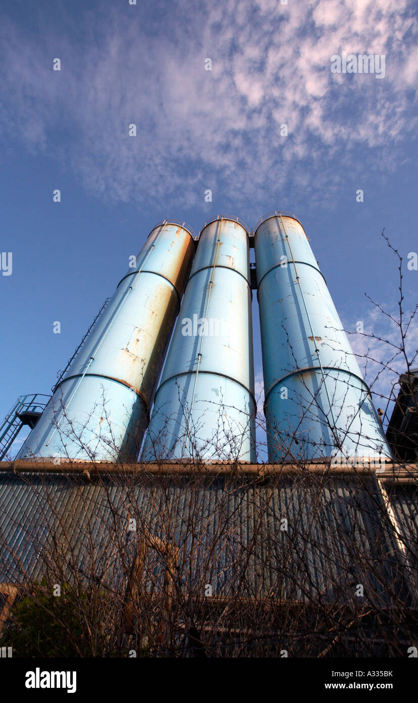 Flour silos on the banks of the River Thames at Syral's Greenwich ...