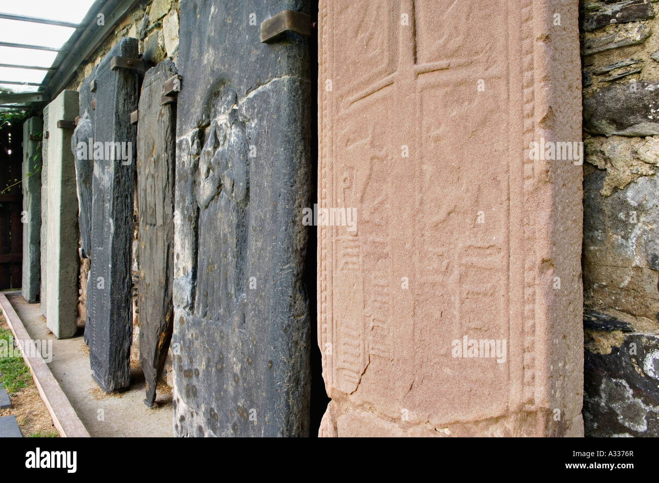 Medieval Burial Slabs on Display at Ardchattan Priory Near North Connel ...