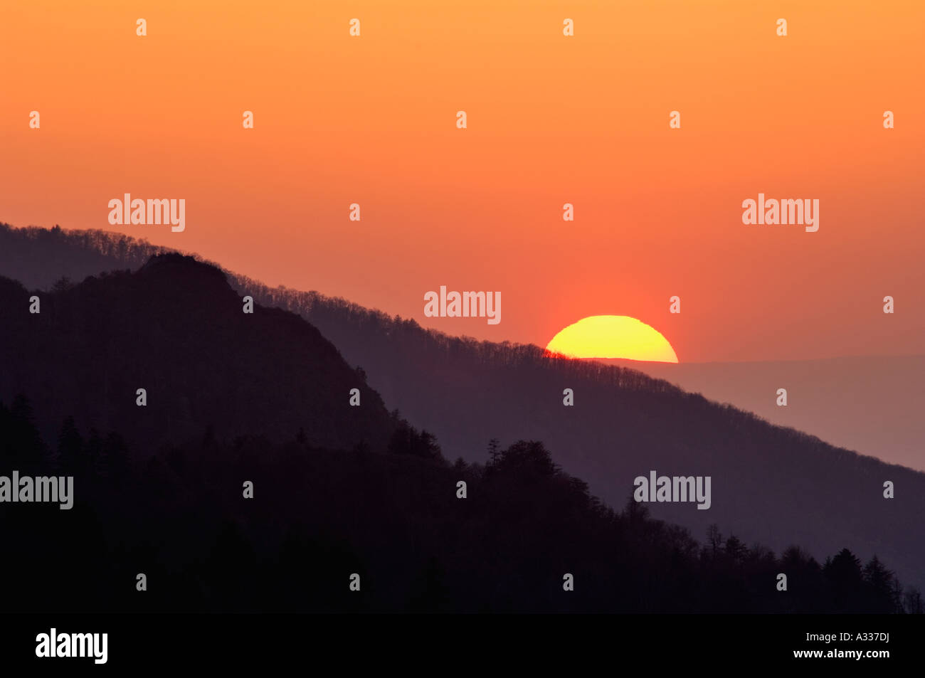 Sunset Over Mountain Wilderness Area Mortons Overlook Great Smoky ...
