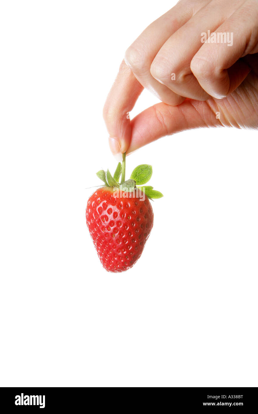 Woman Holding a Strawberry Model Released Stock Photo - Alamy