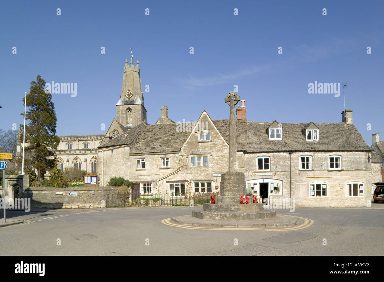 The Market Square in the Cotswold village of Minchinhampton ...