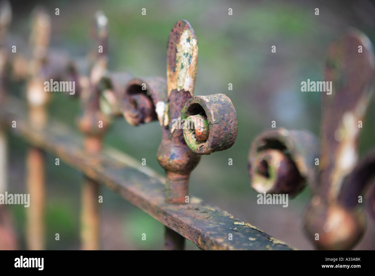 Old rusty wrought "iron fence Stock Photo - Alamy