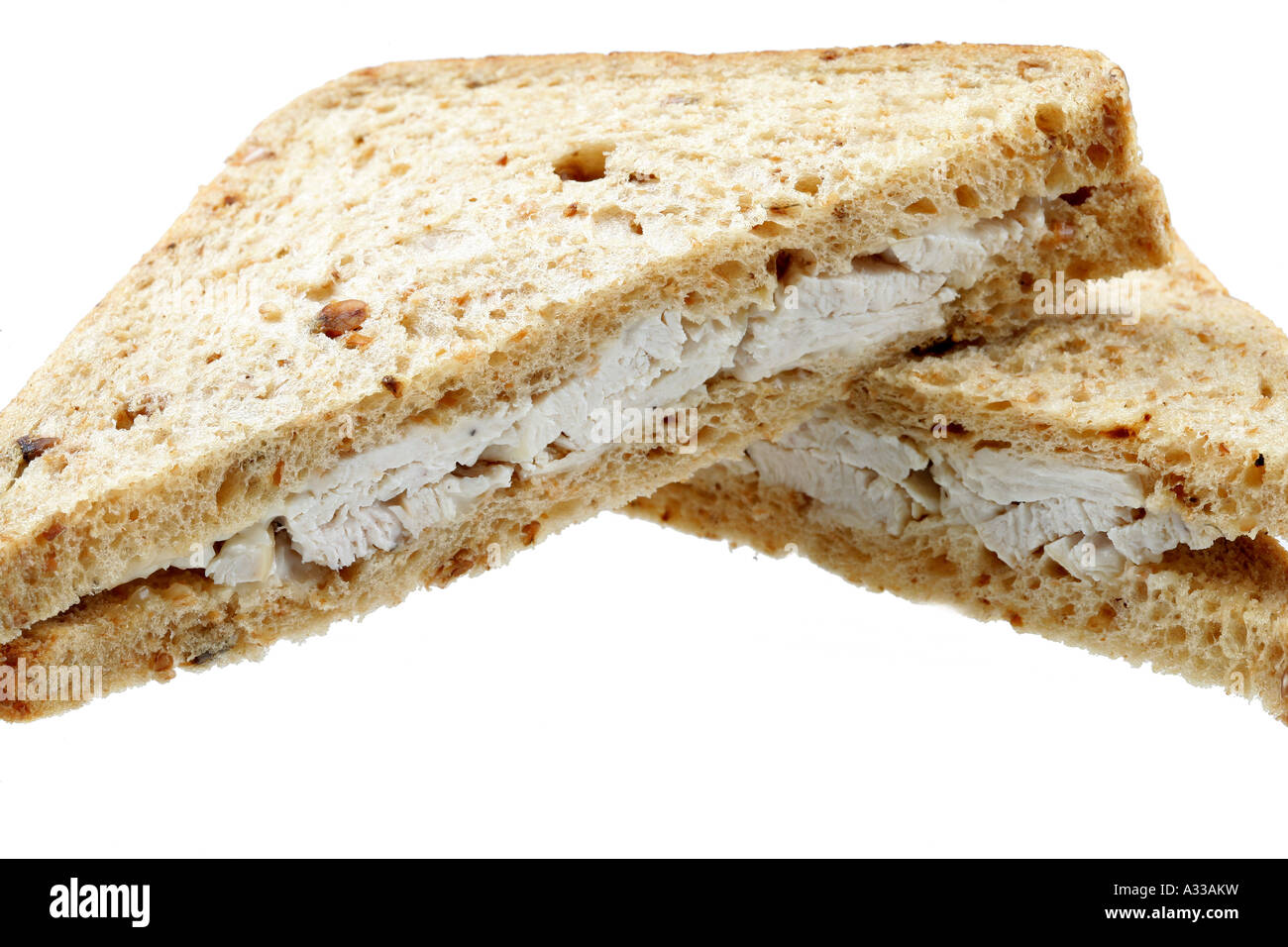 Freshly Prepared Chicken Sandwich In Brown Wholemeal Sliced Bread ...