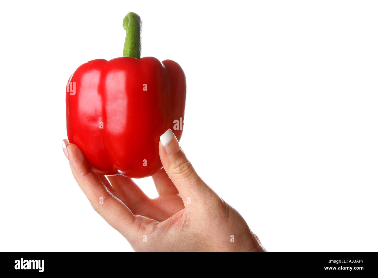 Woman Holding a Red Pepper Model Released Stock Photo - Alamy