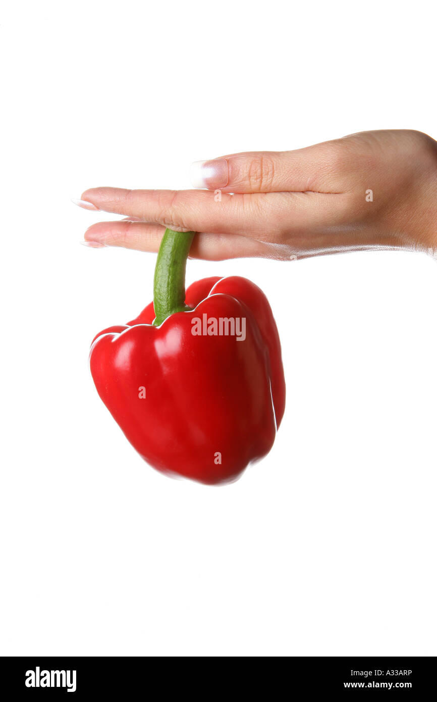 Woman Holding a Red Pepper Model Released Stock Photo - Alamy