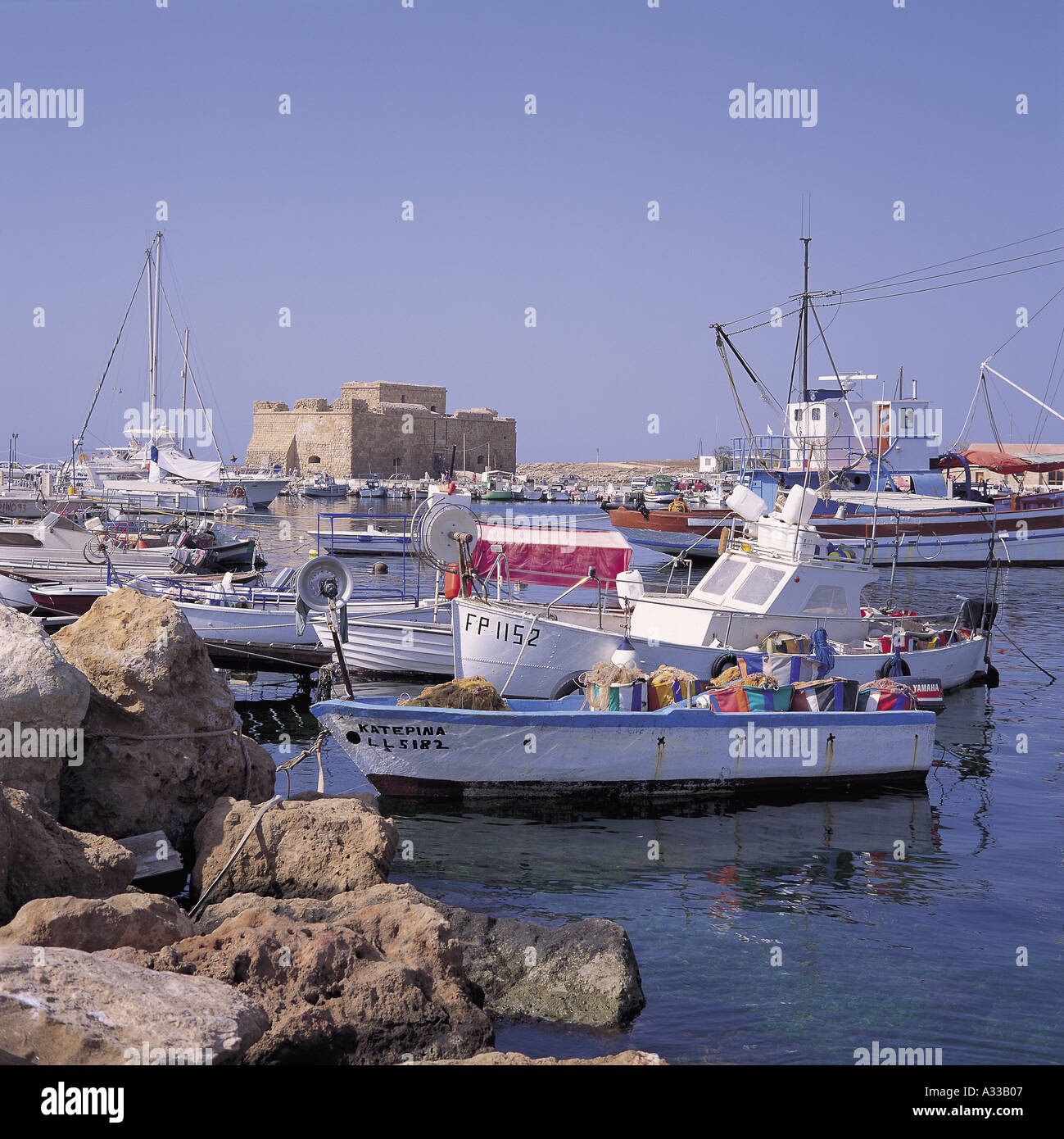 Paphos Harbour and Fort Stock Photo - Alamy