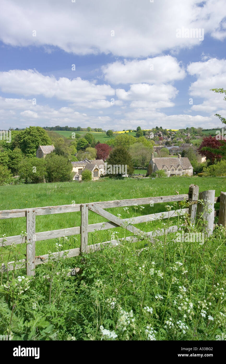 The Cotswold village of North Cerney in the valley of the River Churn ...