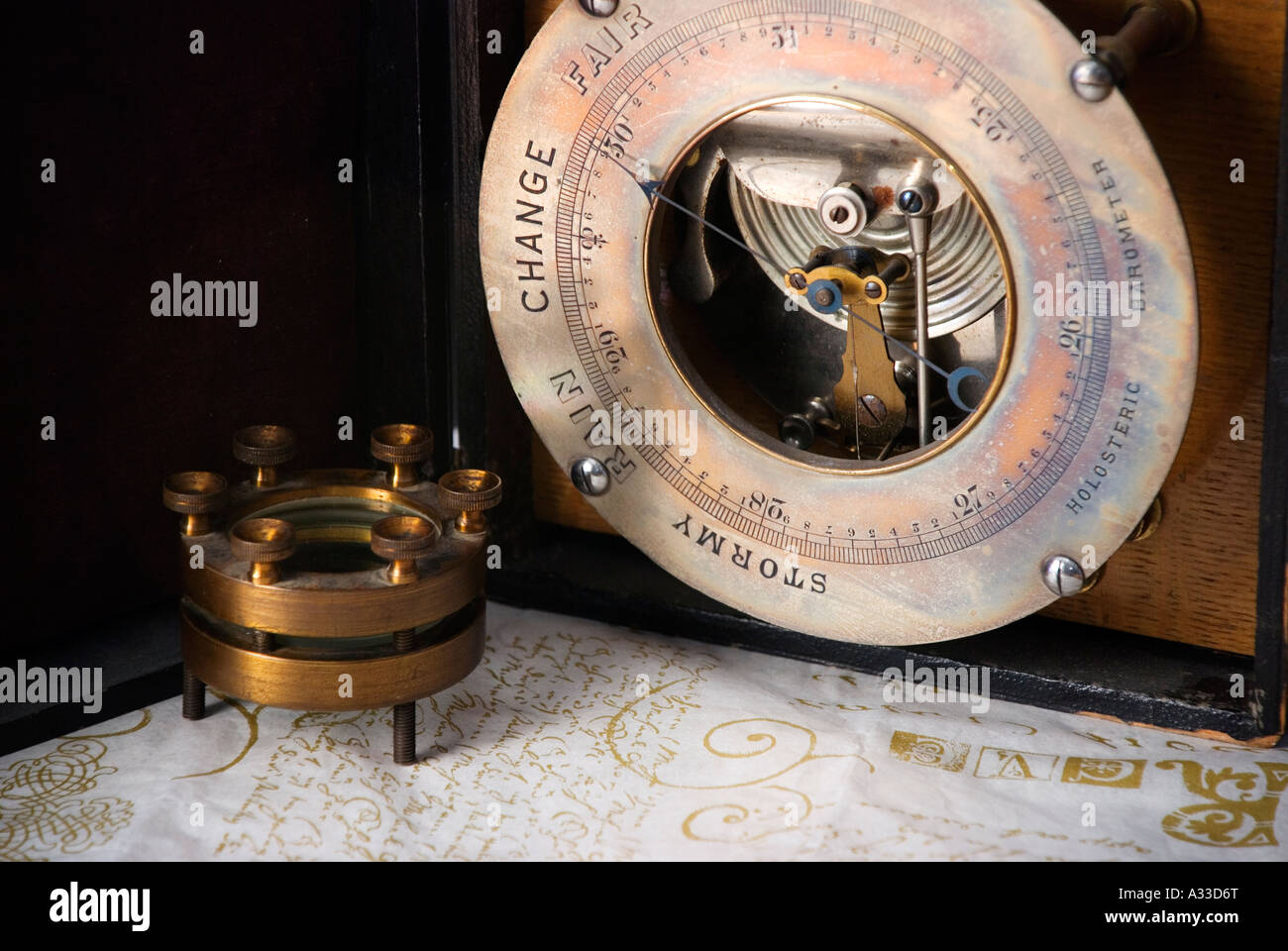 Barometer and instruments Stock Photo - Alamy