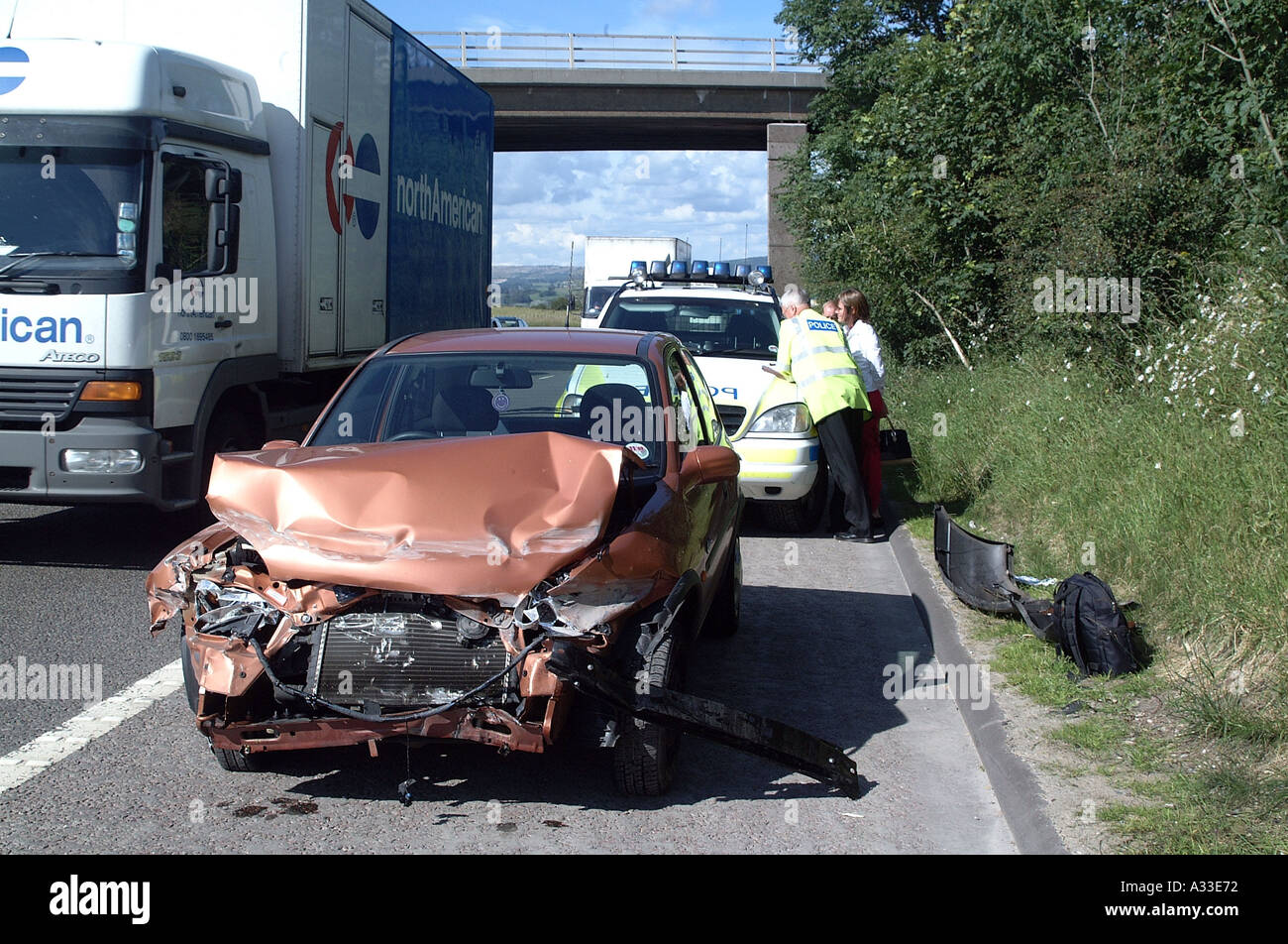 car crash rta destruction crash car corsa m6 motorway head on collision ...