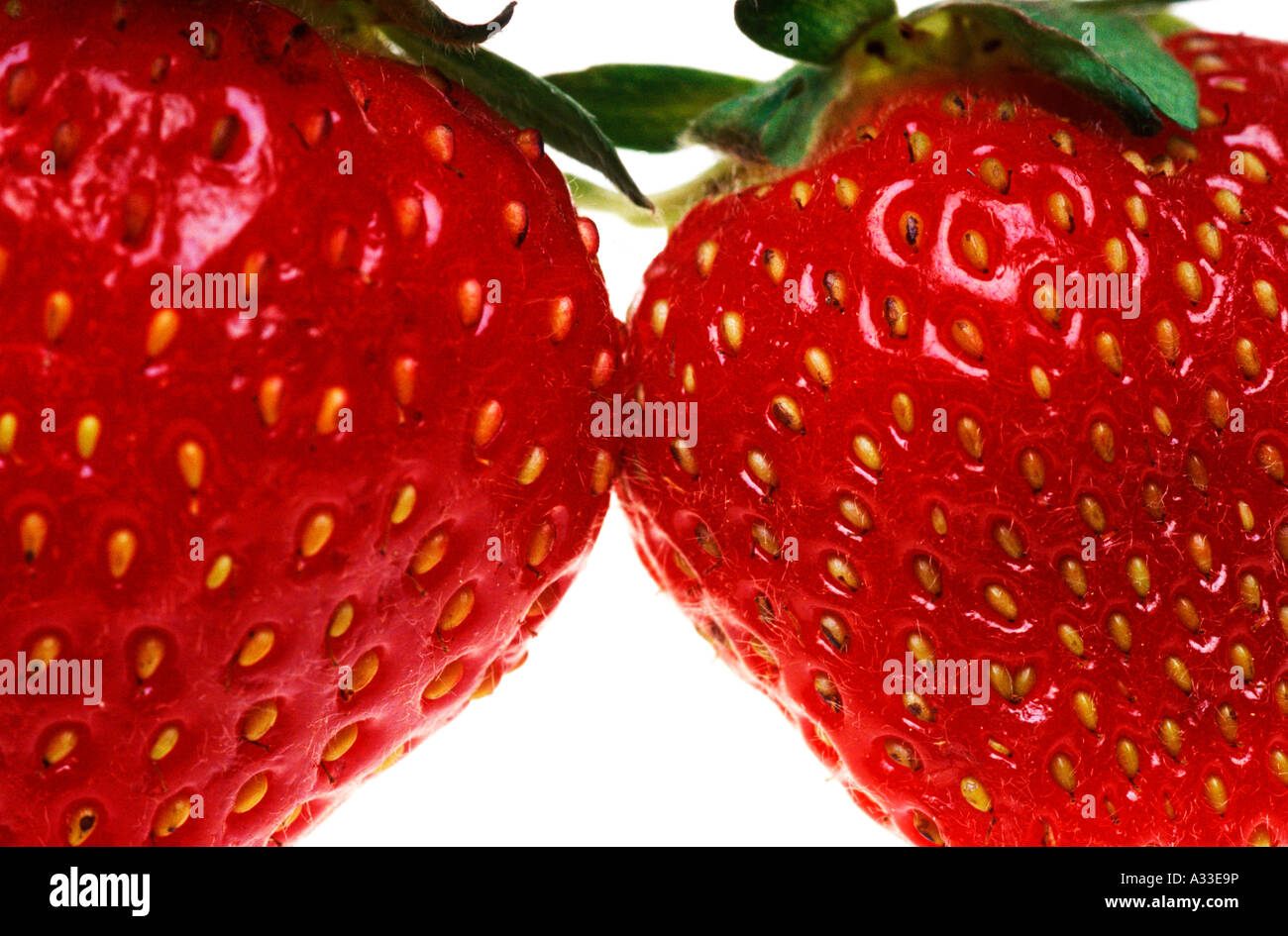 A closeup of 2 strawberries Stock Photo - Alamy