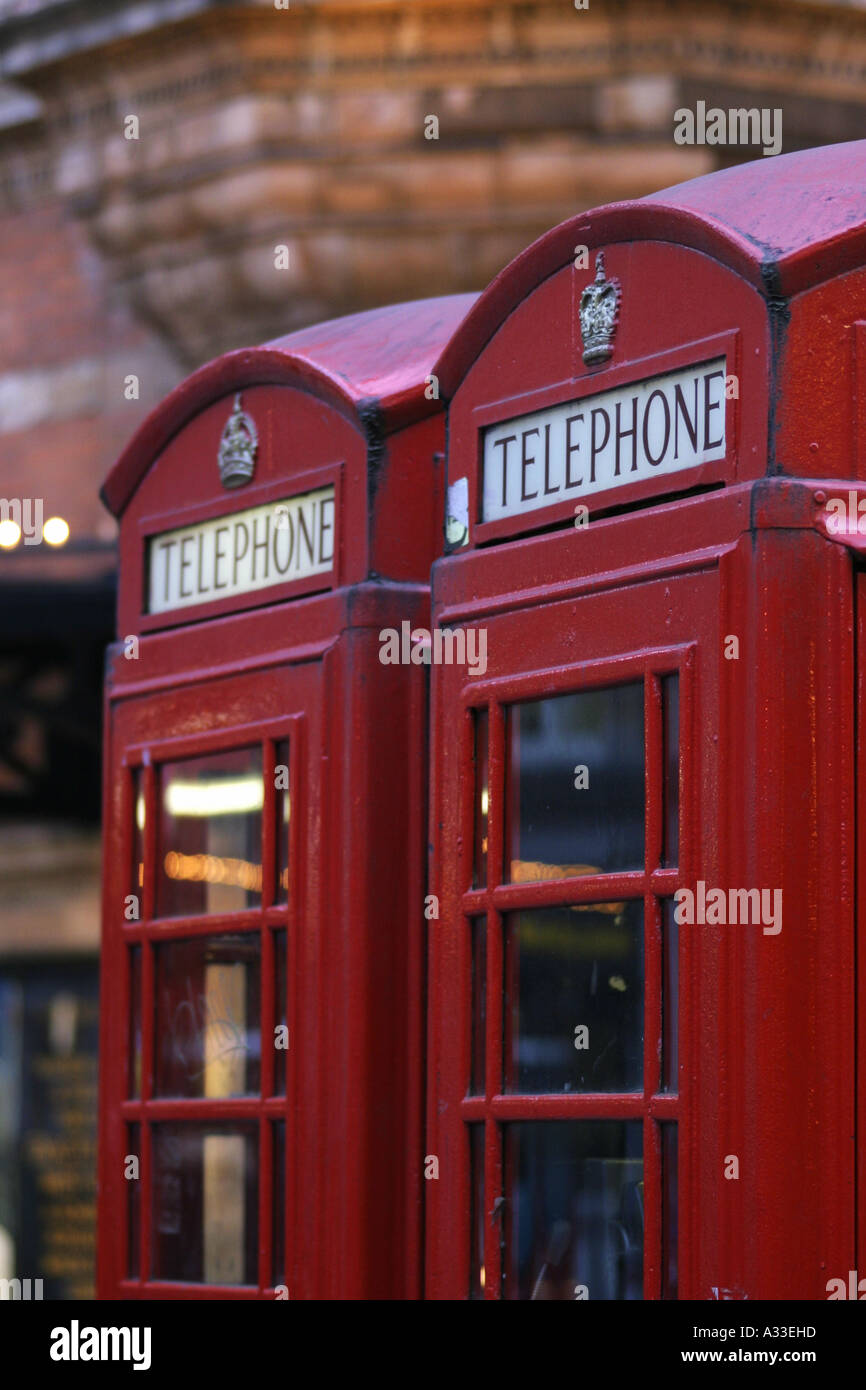 Two Red Telephone Kiosks in London UK Stock Photo - Alamy