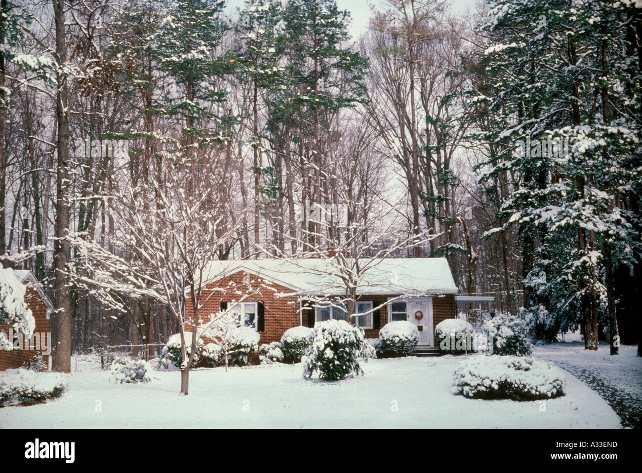House in Winter Stock Photo - Alamy