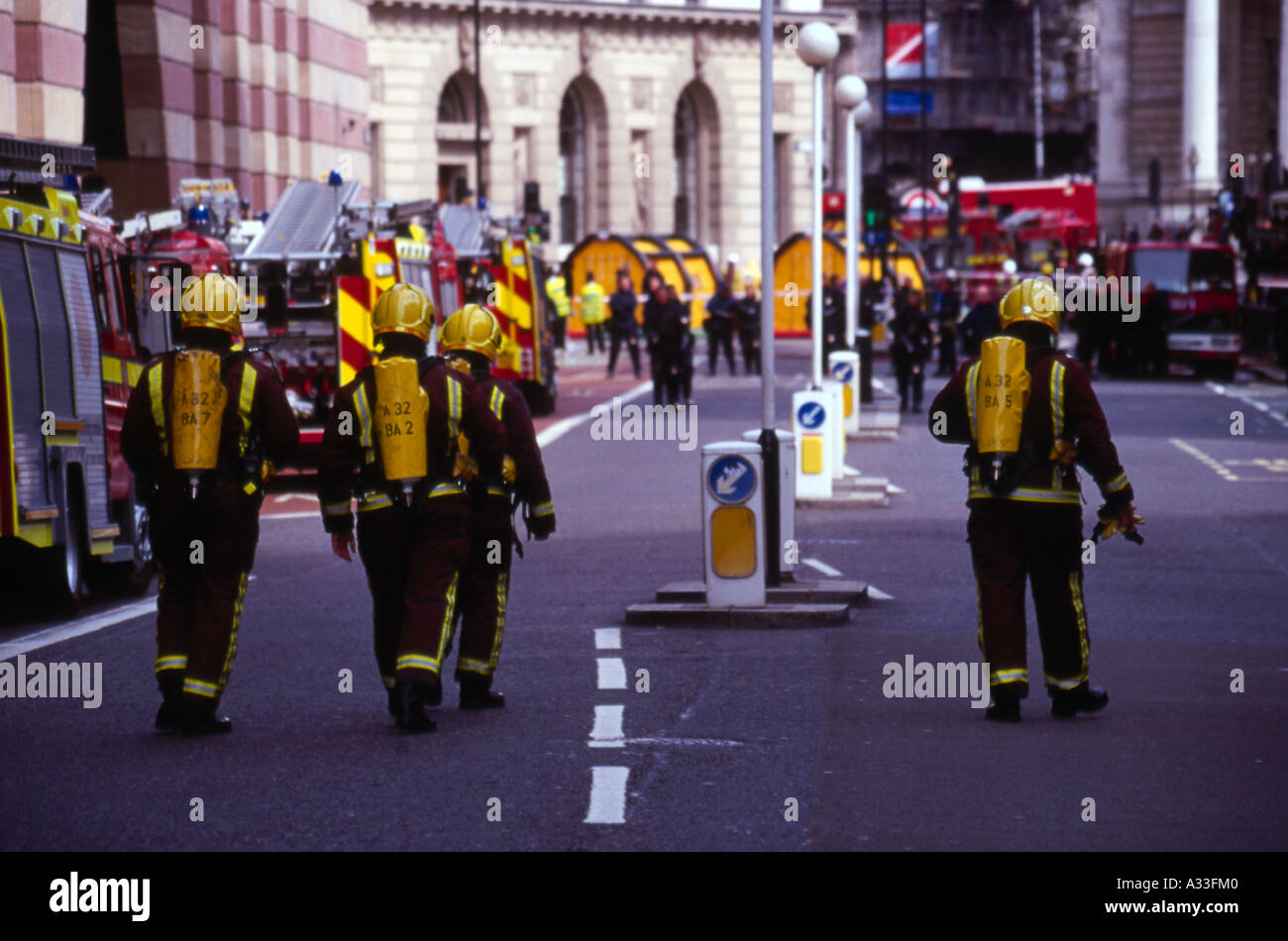 Firefighters at emergency exercise London Stock Photo - Alamy