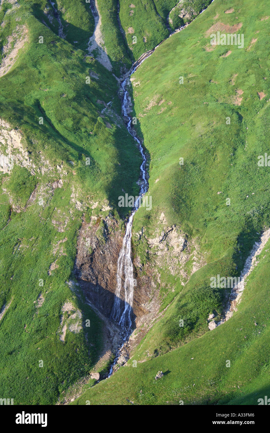 Cascading waterfalls below Mutlerkopf in the Austrian Alps, opposite ...