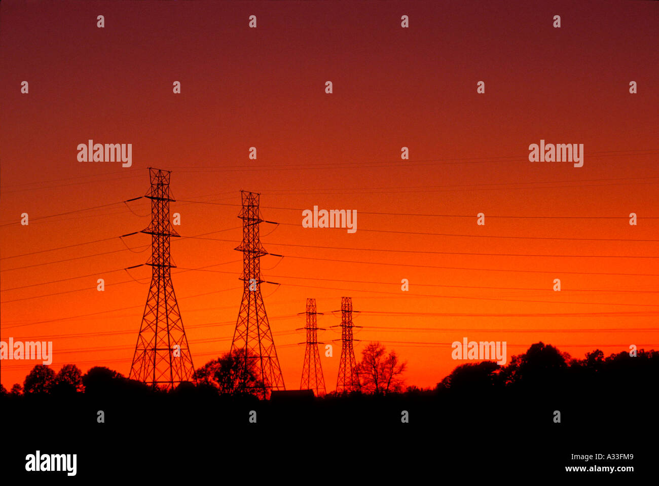 Electric power lines Stock Photo - Alamy