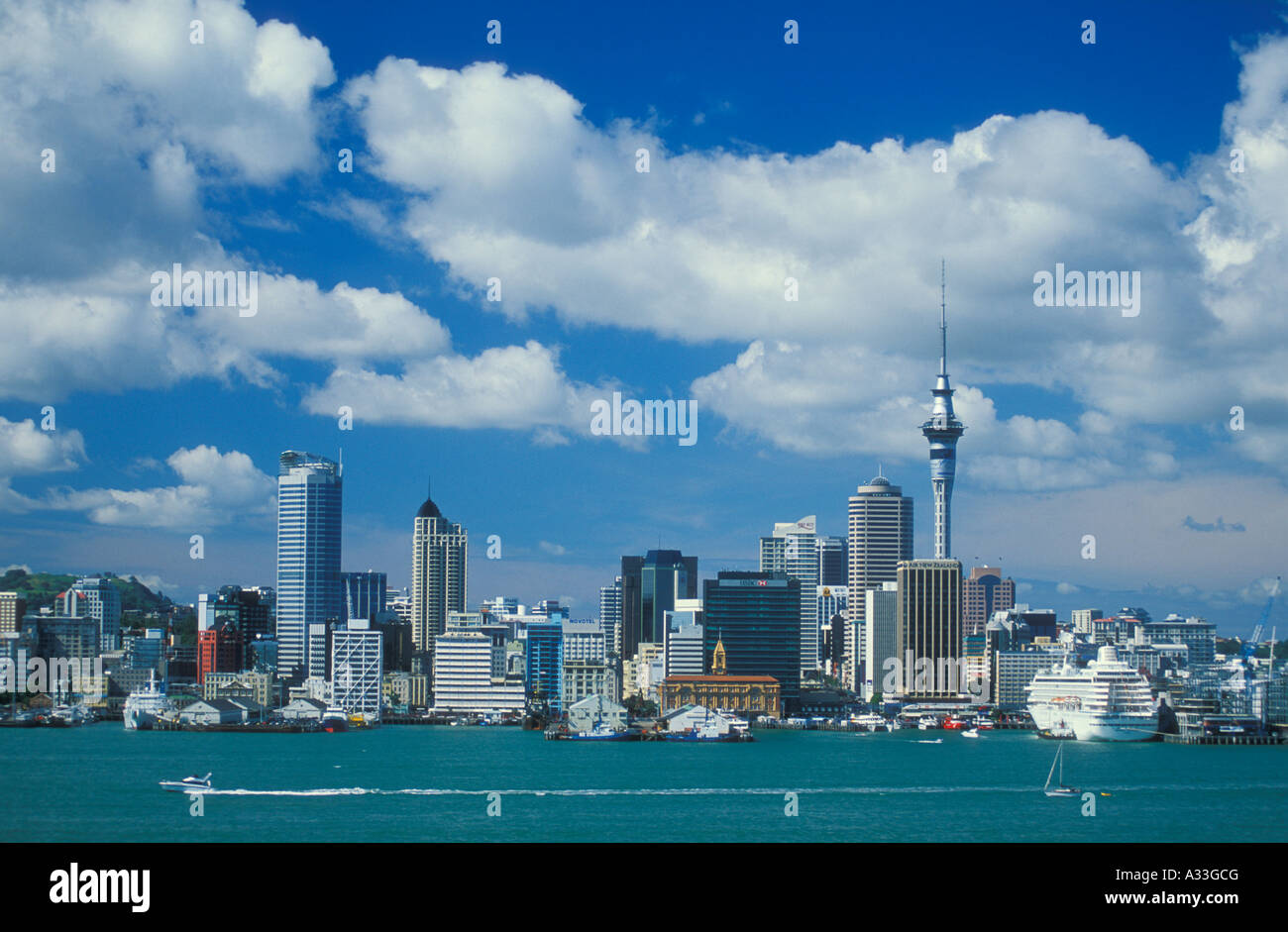 Auckland harbour and skyline North Island New Zealand Stock Photo - Alamy