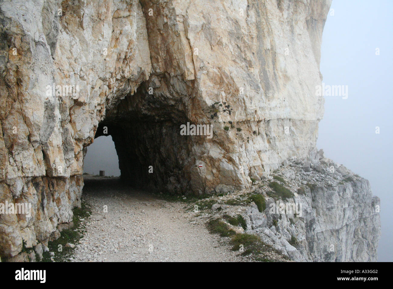 Wartime tunnel and access road through the Pasubio mountain range ...