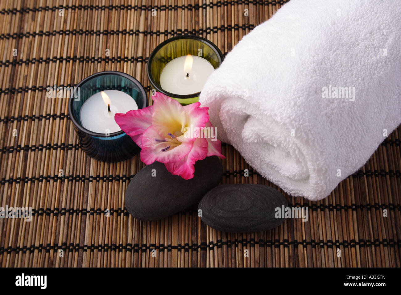 Spa Objects on Mat Stock Photo - Alamy