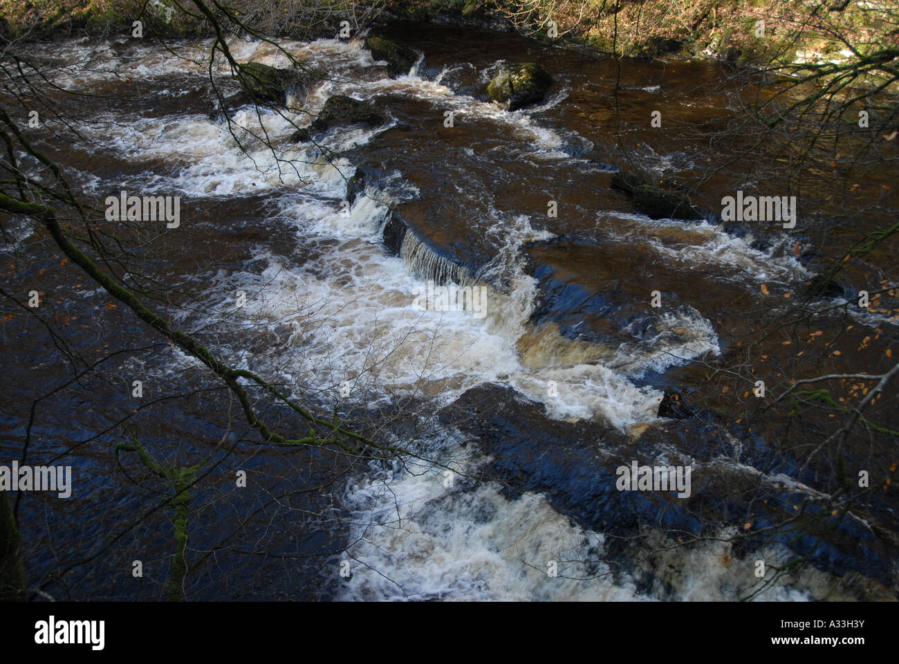 White Water Running over Rocks River Conwy North West Wales Stock Photo ...
