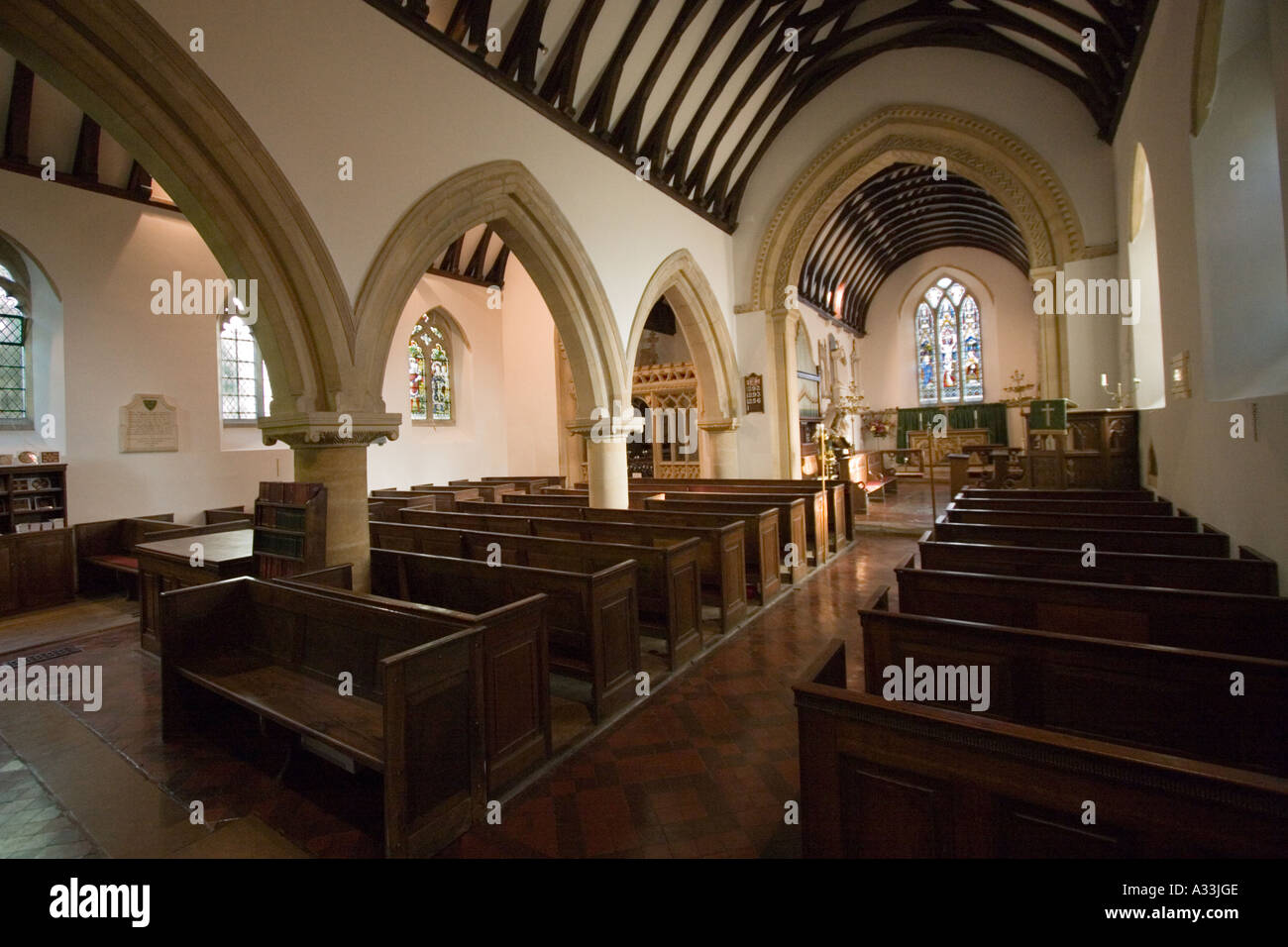 St Peters Church Nave, Upper Slaughter, Gloucestershire, england Stock ...