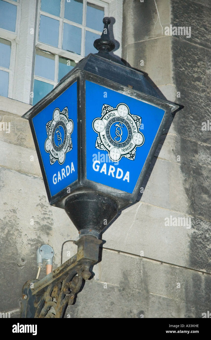 Garda signs in a light outside a police station Dublin Ireland Stock ...