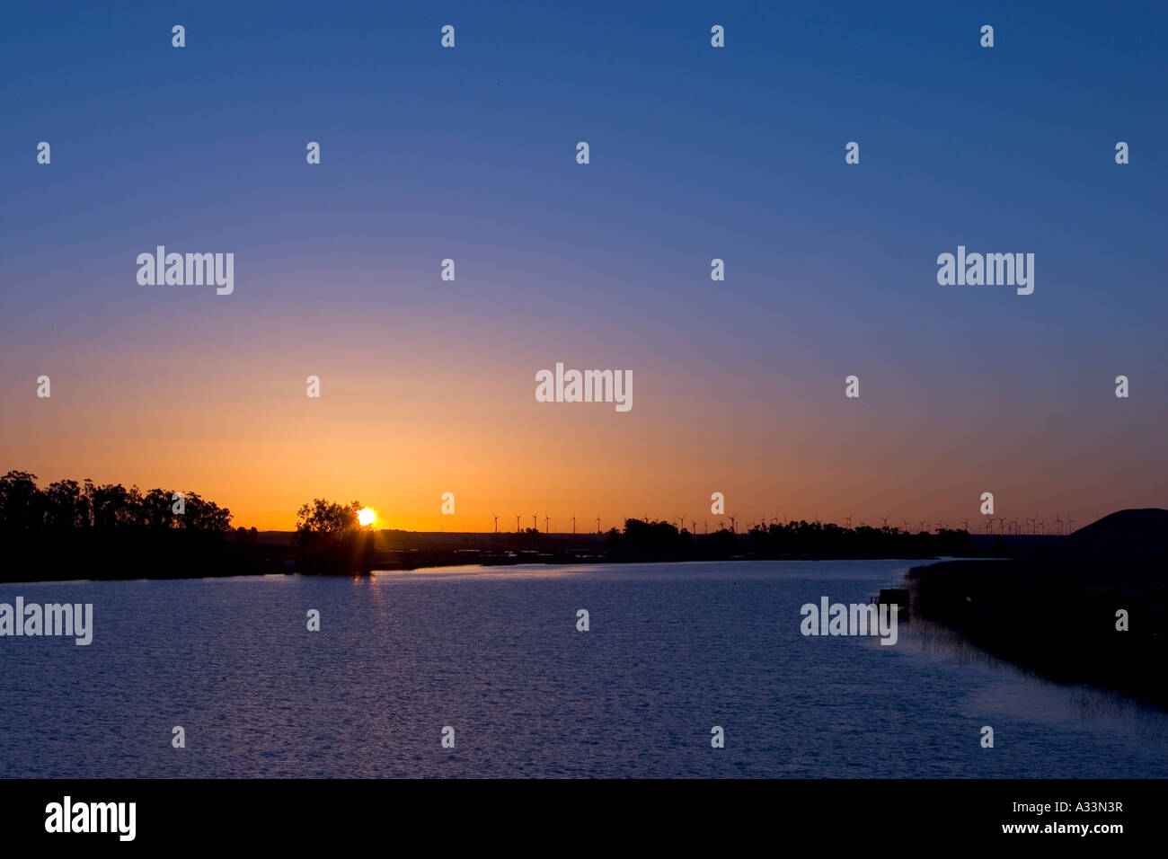 Sunrise over the Sacramento River Delta, northern California Stock ...