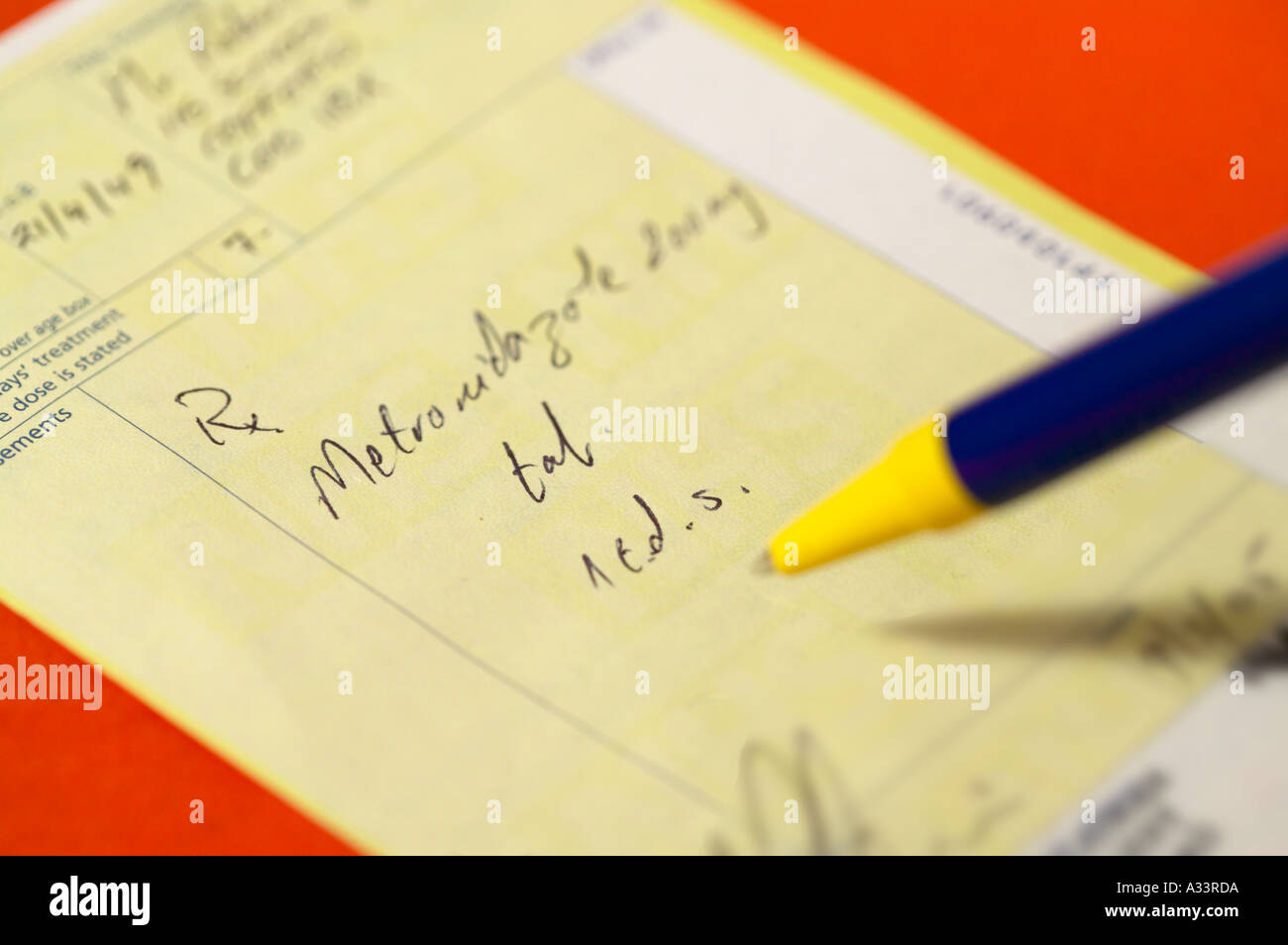 pen signing poised above medical dental prescription perscription drug ...