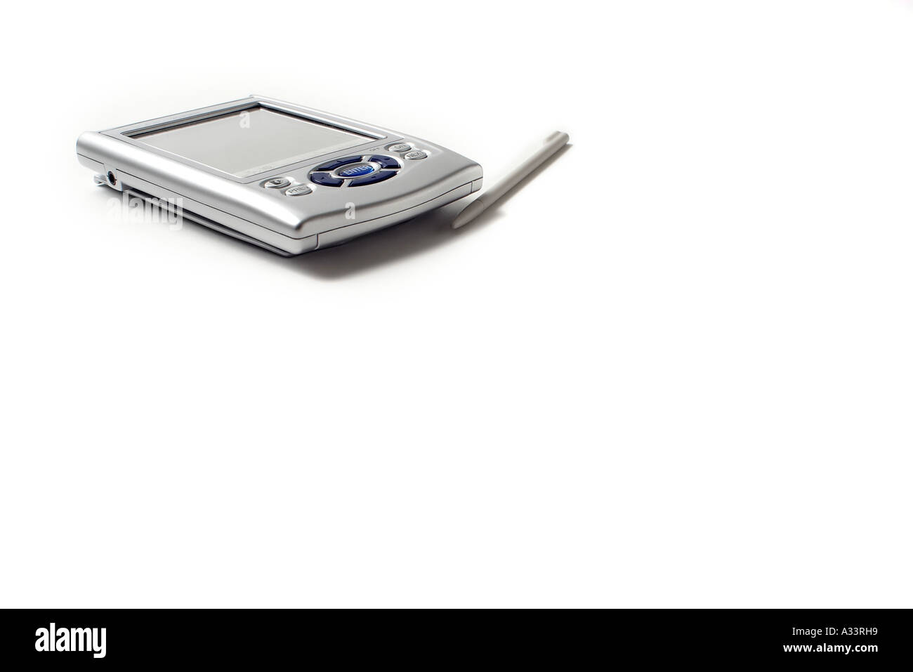 PDA face up with pen on white background Stock Photo - Alamy