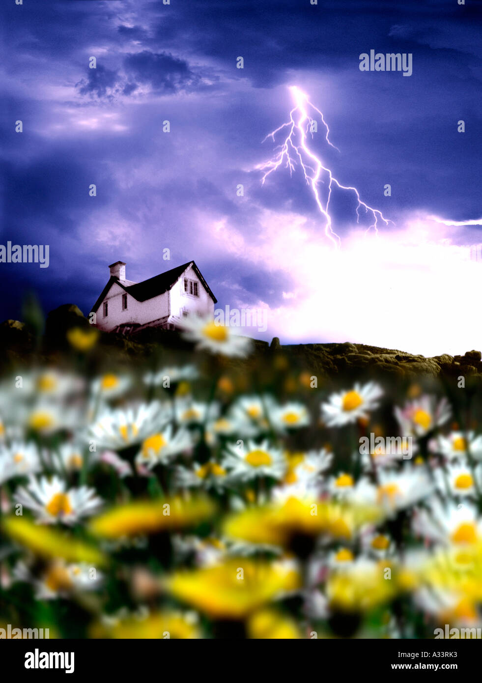 House and lightning PR803 Stock Photo - Alamy