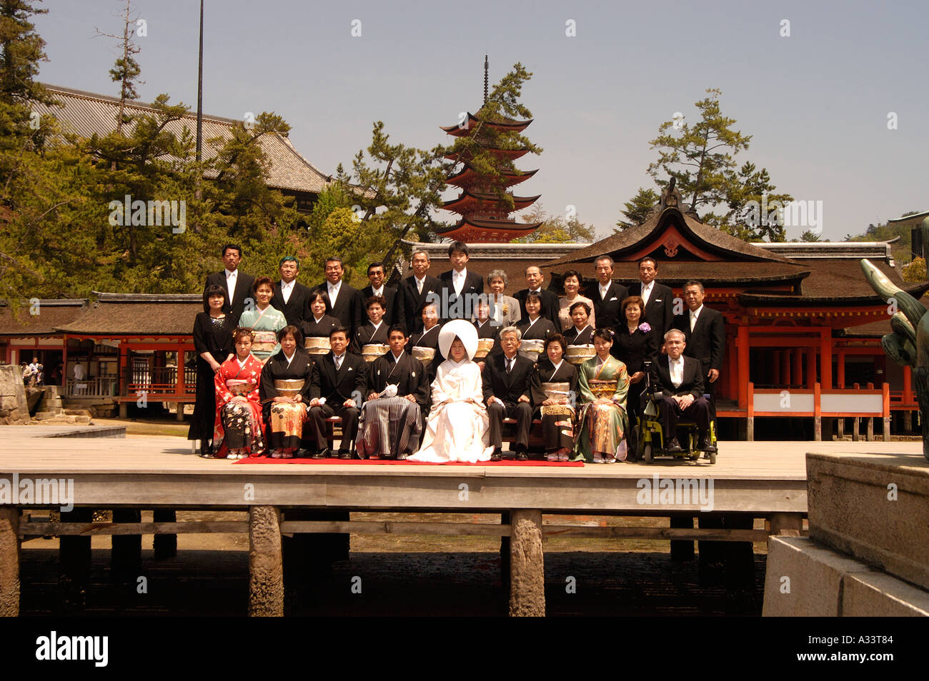 wedding party at Itsukushima shrine Miyajima Island Hiroshima ...