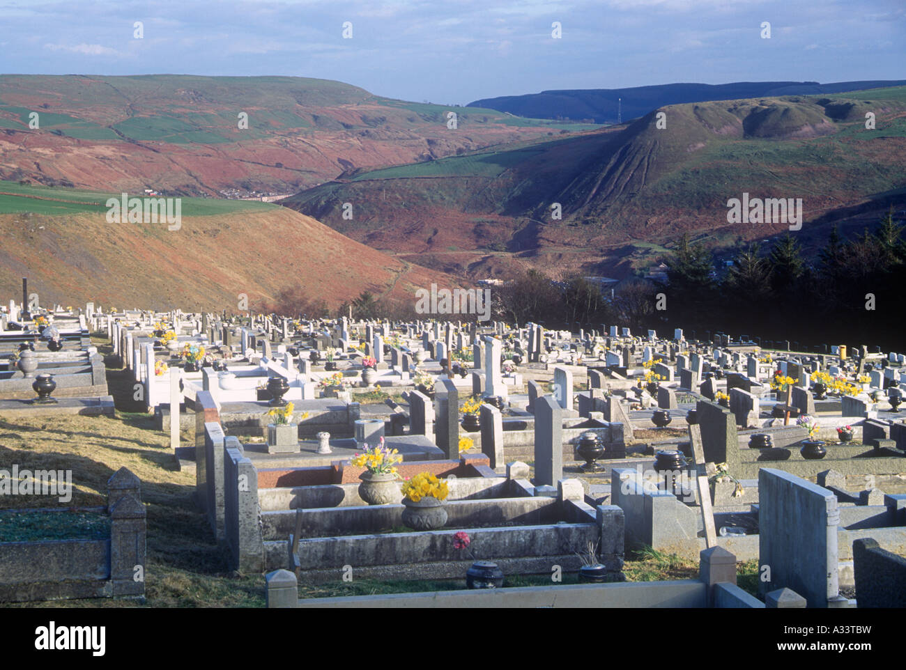 Penrhys Cemetary Rhondda South Wales Stock Photo - Alamy