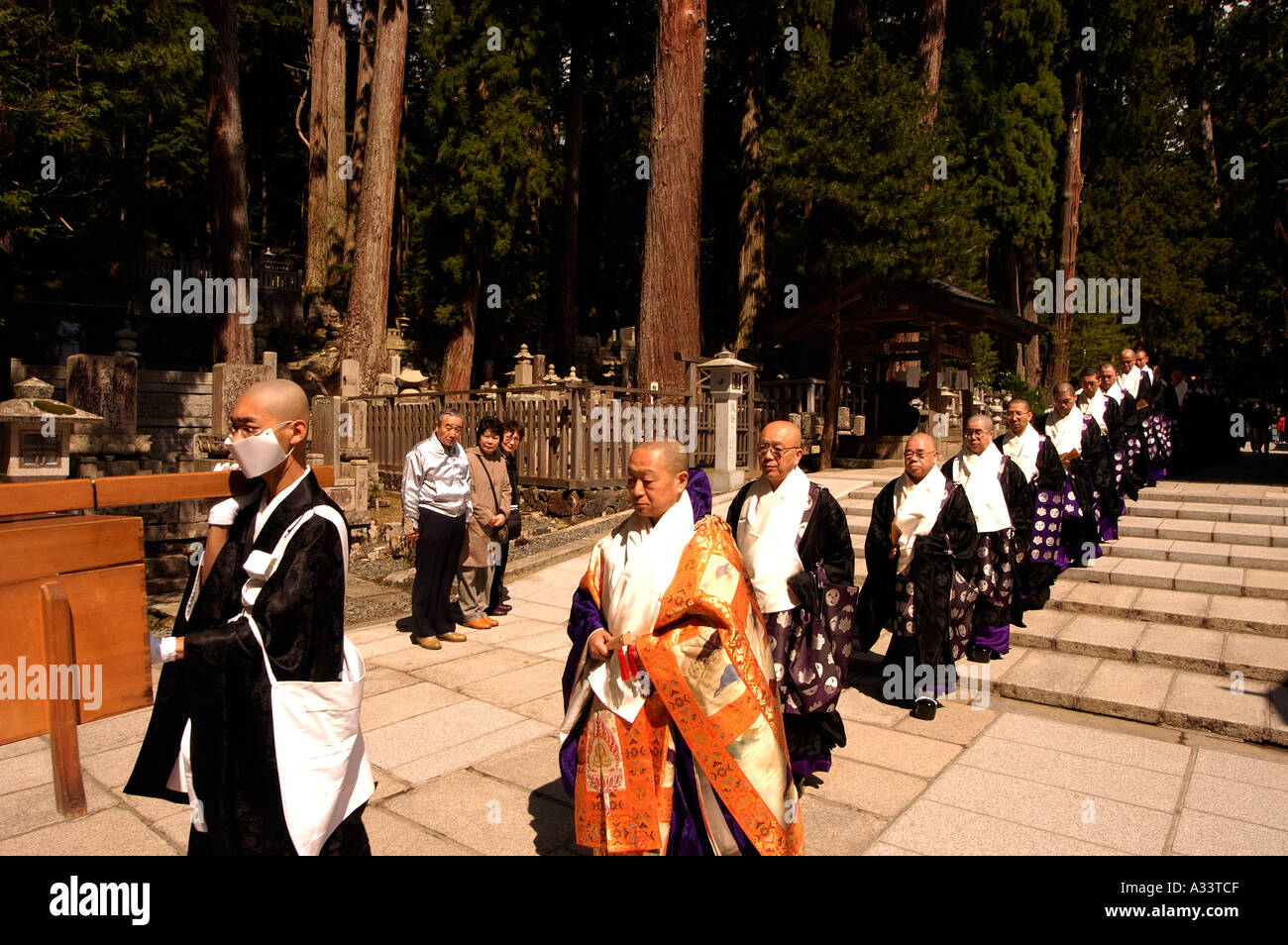 priests at Mount Koya temple complex Wakayama prefecture Japan Stock ...