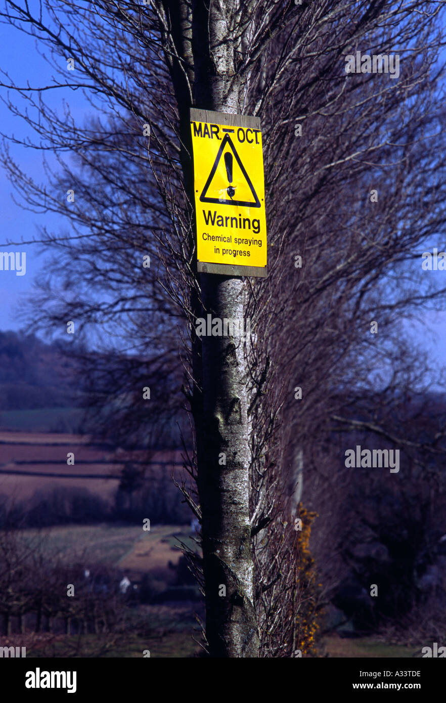 Orchard warning sign Stock Photo - Alamy