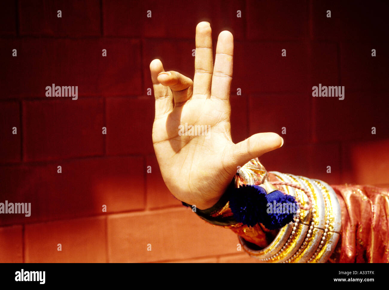 PATHAAKA A MUDRA IN KATHAKALI KERALA Stock Photo - Alamy