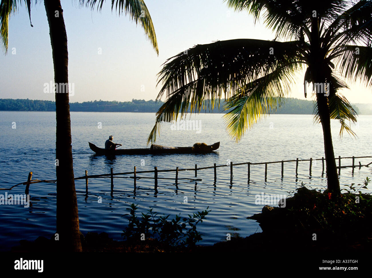 PALM LAGOON IN VELLIMON NEAR KOLLAM KERALA Stock Photo - Alamy
