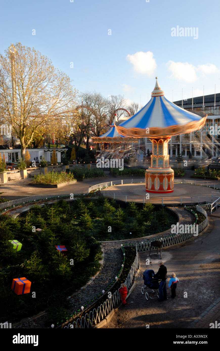 carousel ride at Tivoli Gardens Copenhagen Denmark upright Stock Photo ...