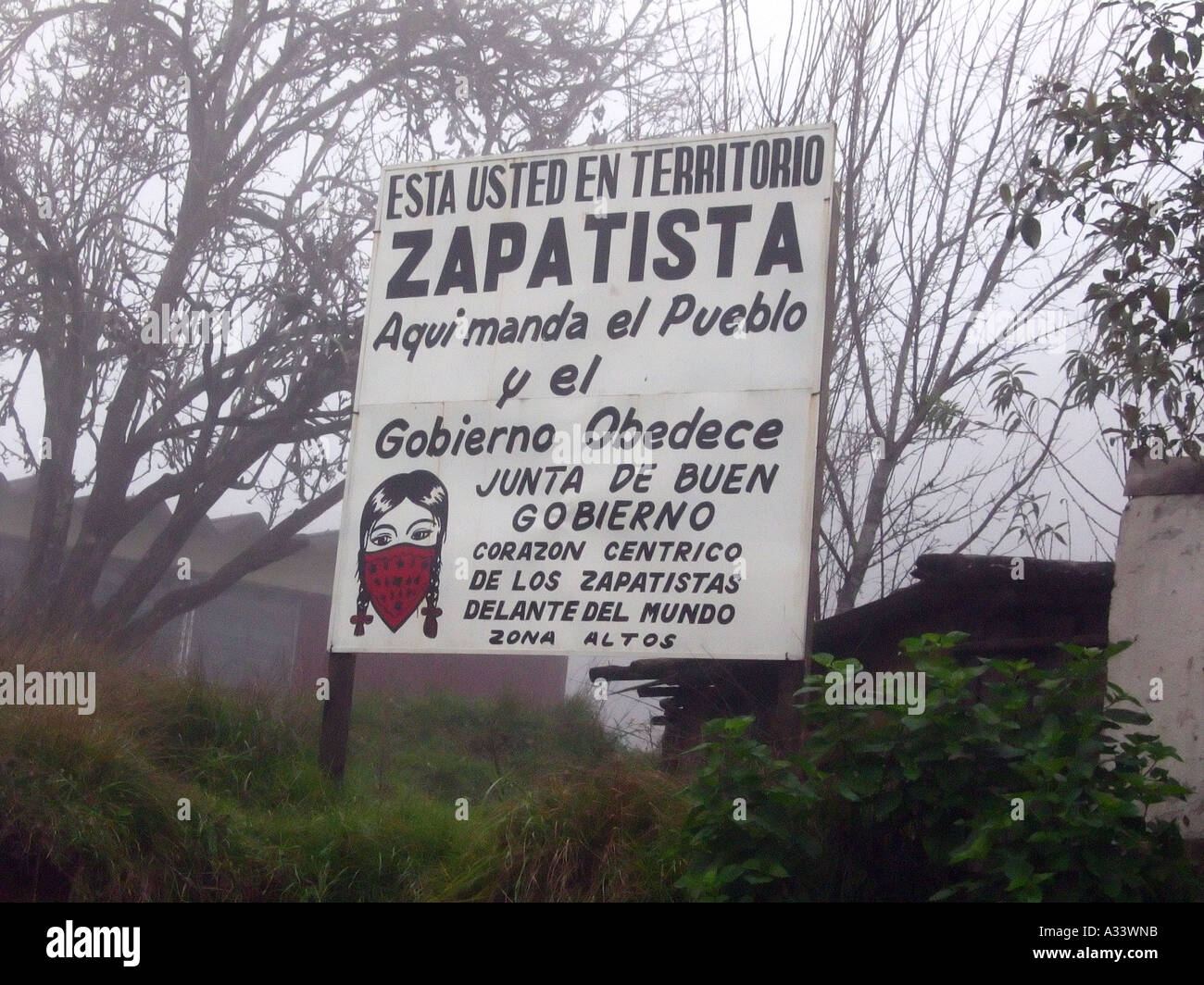 sign in Zapatista territory, Chiapas, Mexico Stock Photo - Alamy