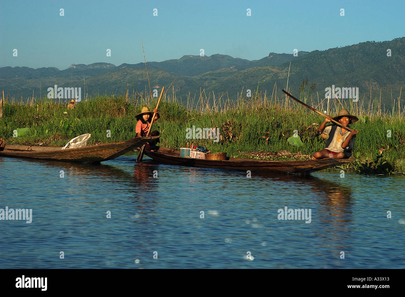 boats on the lake Inle Lake Burma Myanmar Stock Photo - Alamy