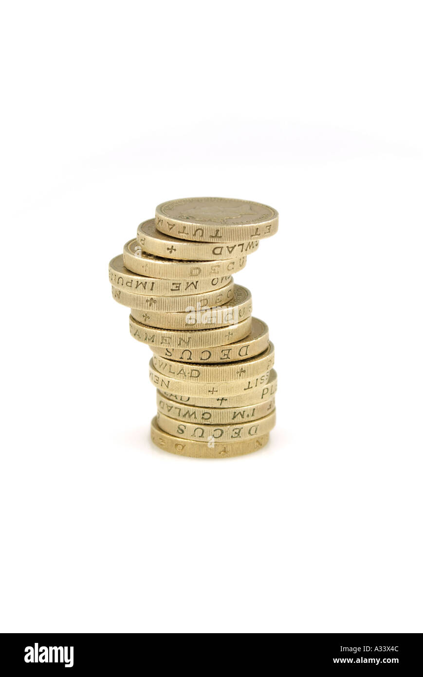 A stack of British pound coins GBP on a white background Stock Photo ...