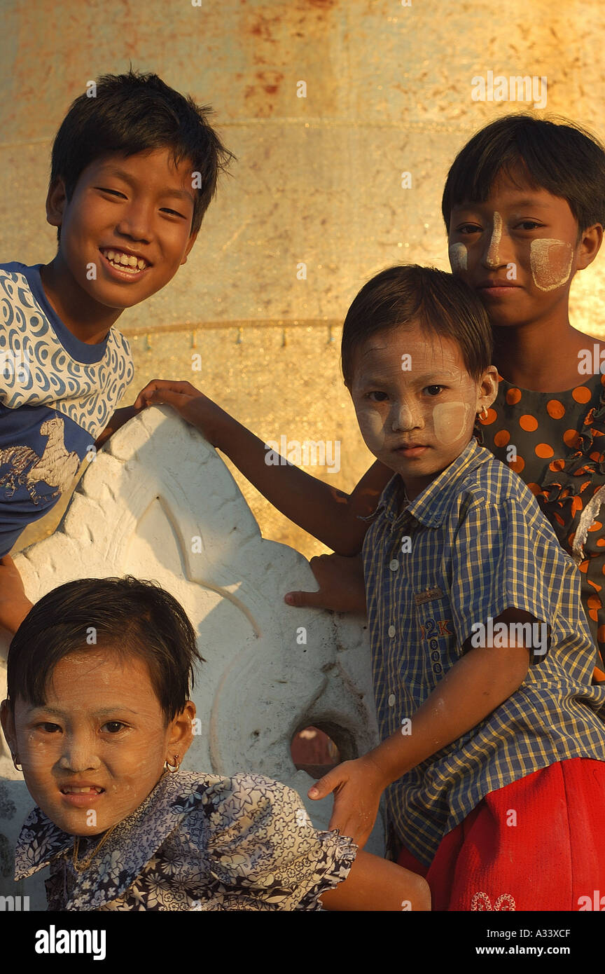children playing at temple Bagan Burma Myanmar Stock Photo - Alamy