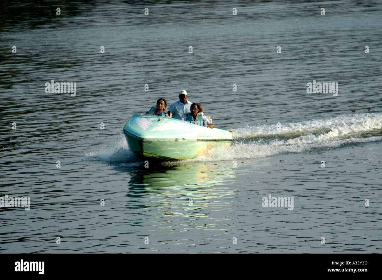 SPEED BOAT RIDING IN AKKULAM LAKE TRIVANDRUM Stock Photo - Alamy