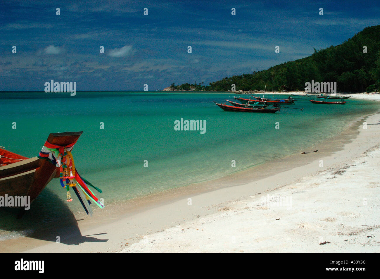 beach boat Haad Khuad Bottle Beach Koh PhanGan island Thailand Stock ...