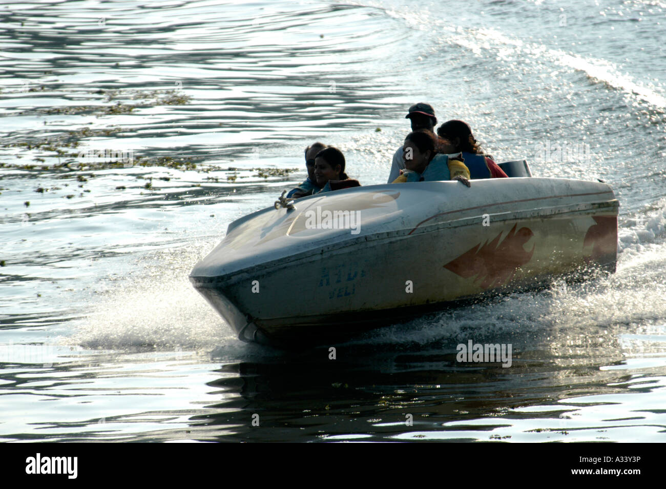 SPEED BOAT RIDING IN AKKULAM LAKE TRIVANDRUM Stock Photo - Alamy